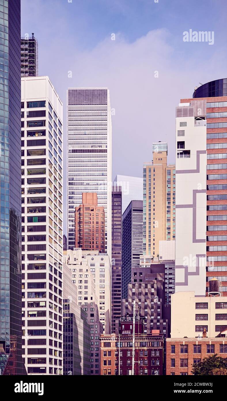 Manhattan diverse architecture, color toned picture, New York City, USA ...