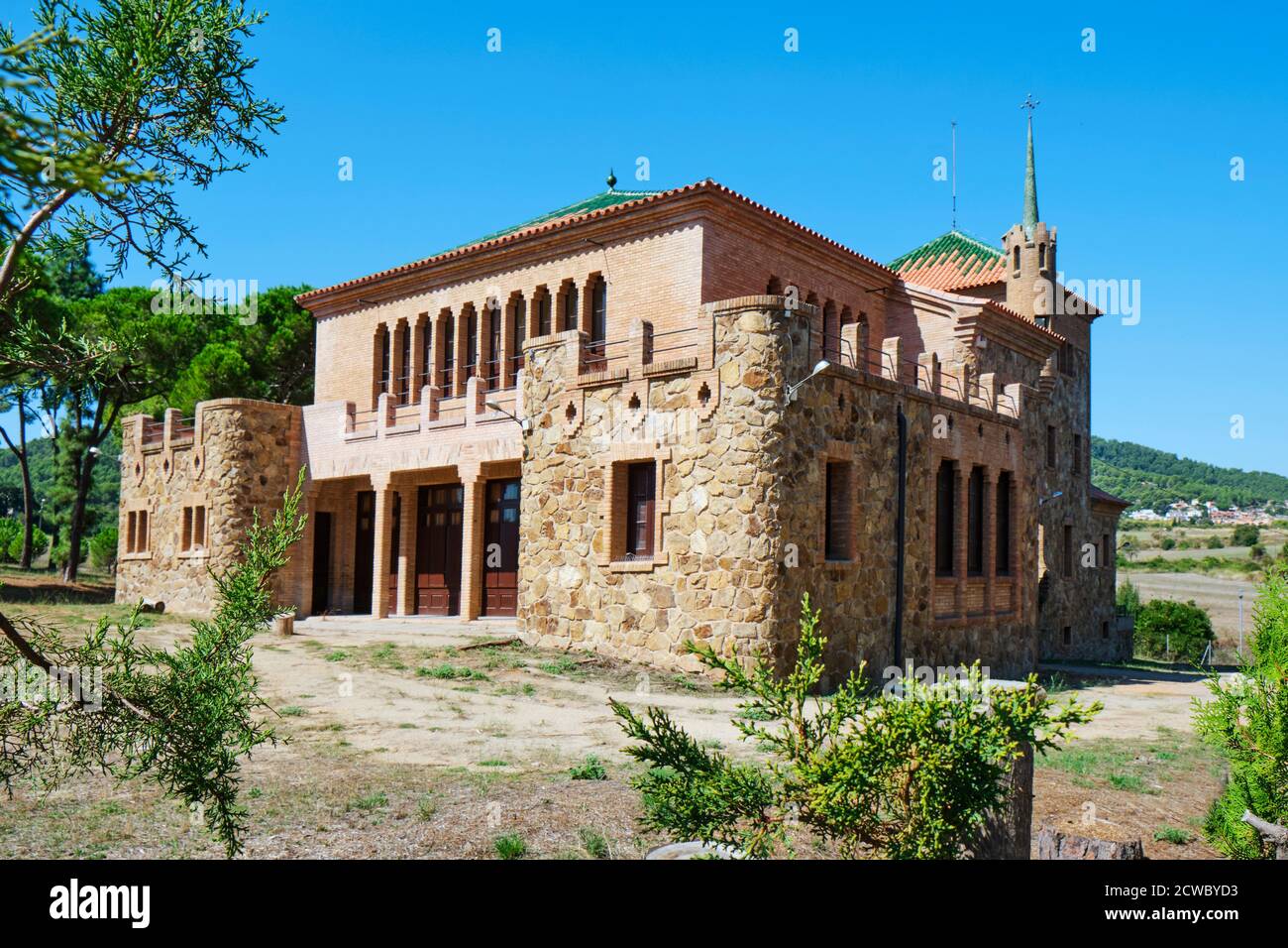 the school building in the Colonia Guell in Santa Coloma de Cervello ...