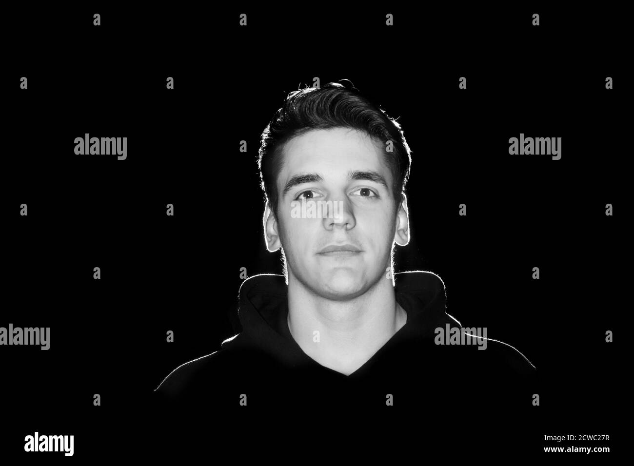 Black and white portrait of a guy Stock Photo - Alamy