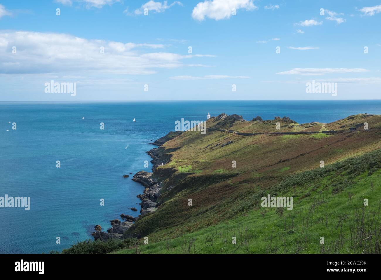 Start Point Lighthouse at Start Bay on the South West Coastal Path in ...