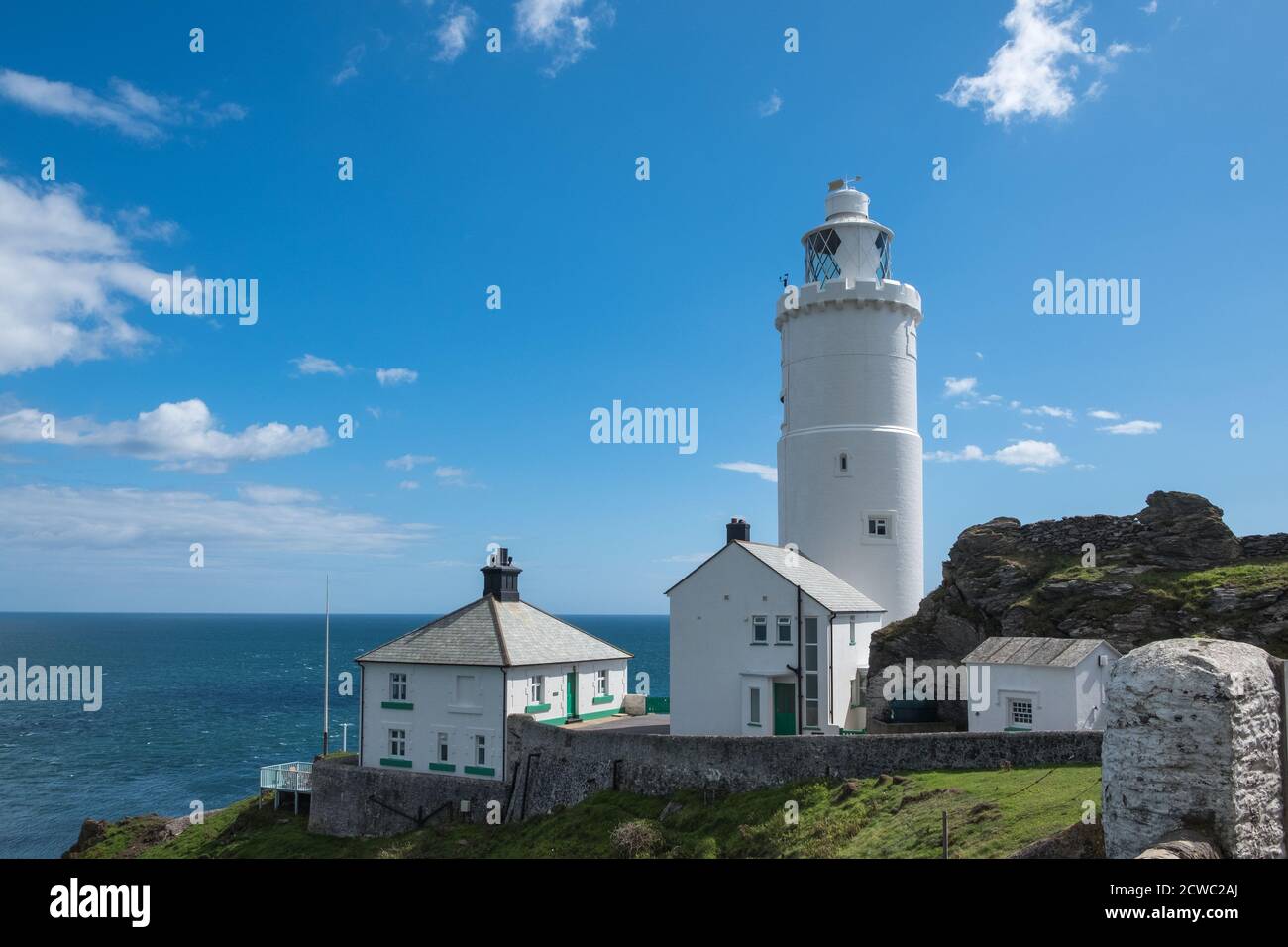 Start Point Lighthouse at Start Bay on the South West Coastal Path in ...