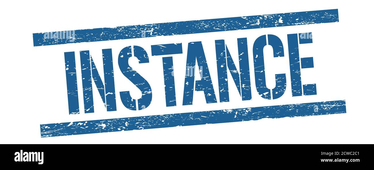 INSTANCE text on blue grungy lines stamp sign Stock Photo - Alamy