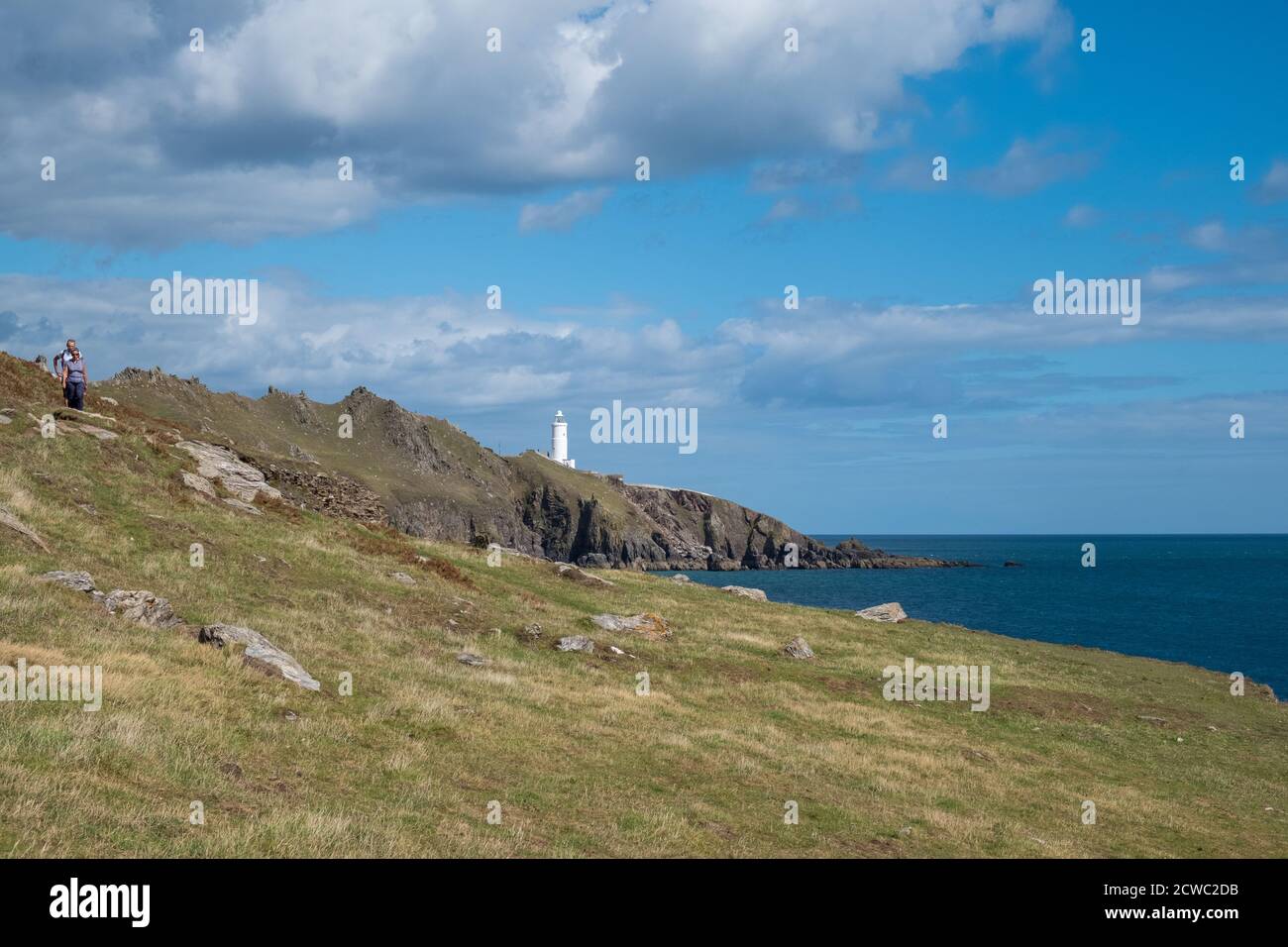 Start Point Lighthouse at Start Bay on the South West Coastal Path in ...