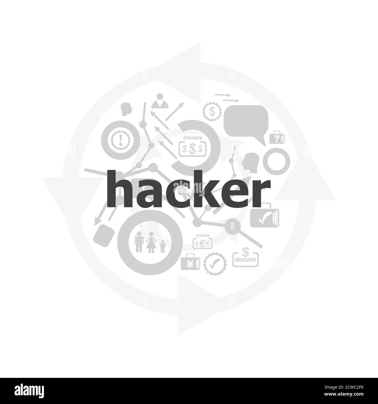 words Hacker on digital background. Privacy concept . Icon and button ...