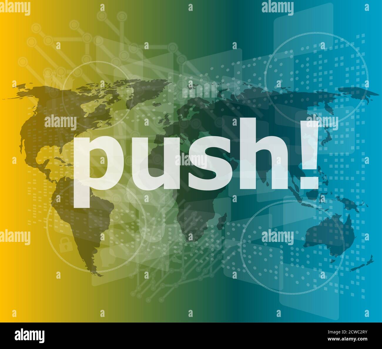 push word on digital touch screen interface Stock Photo - Alamy