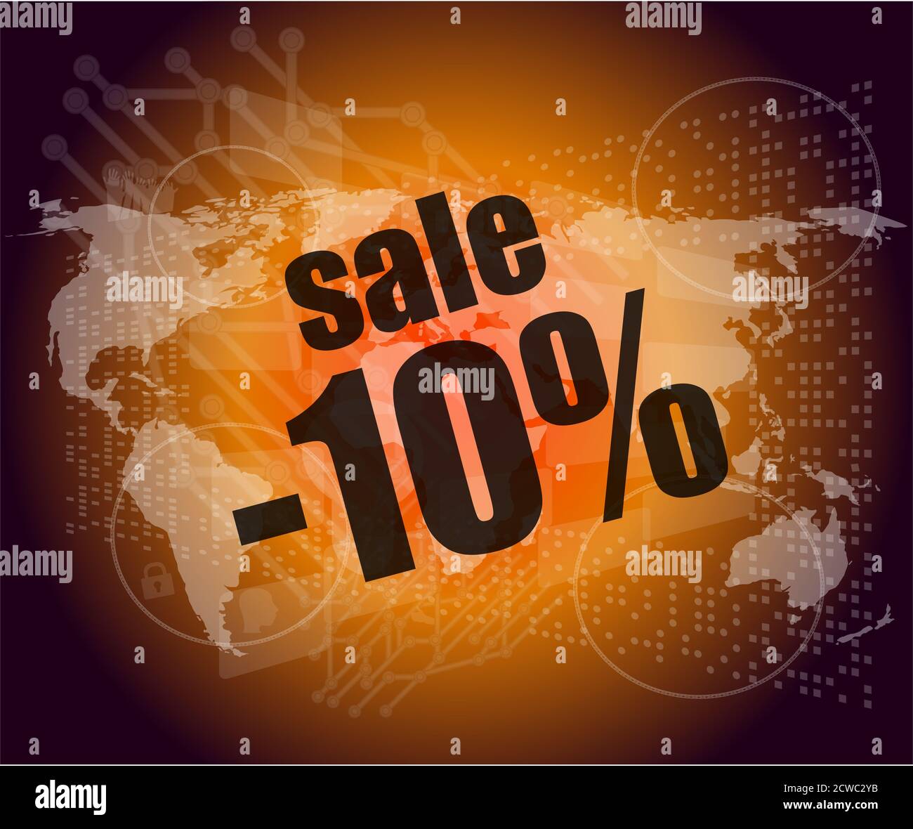 sale percentage on business digital touch screen Stock Photo - Alamy