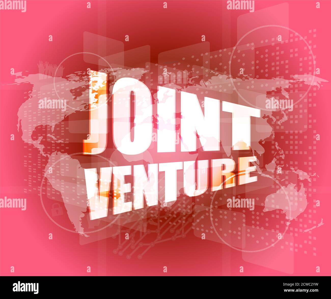 joint venture words on digital screen background with world map Stock ...