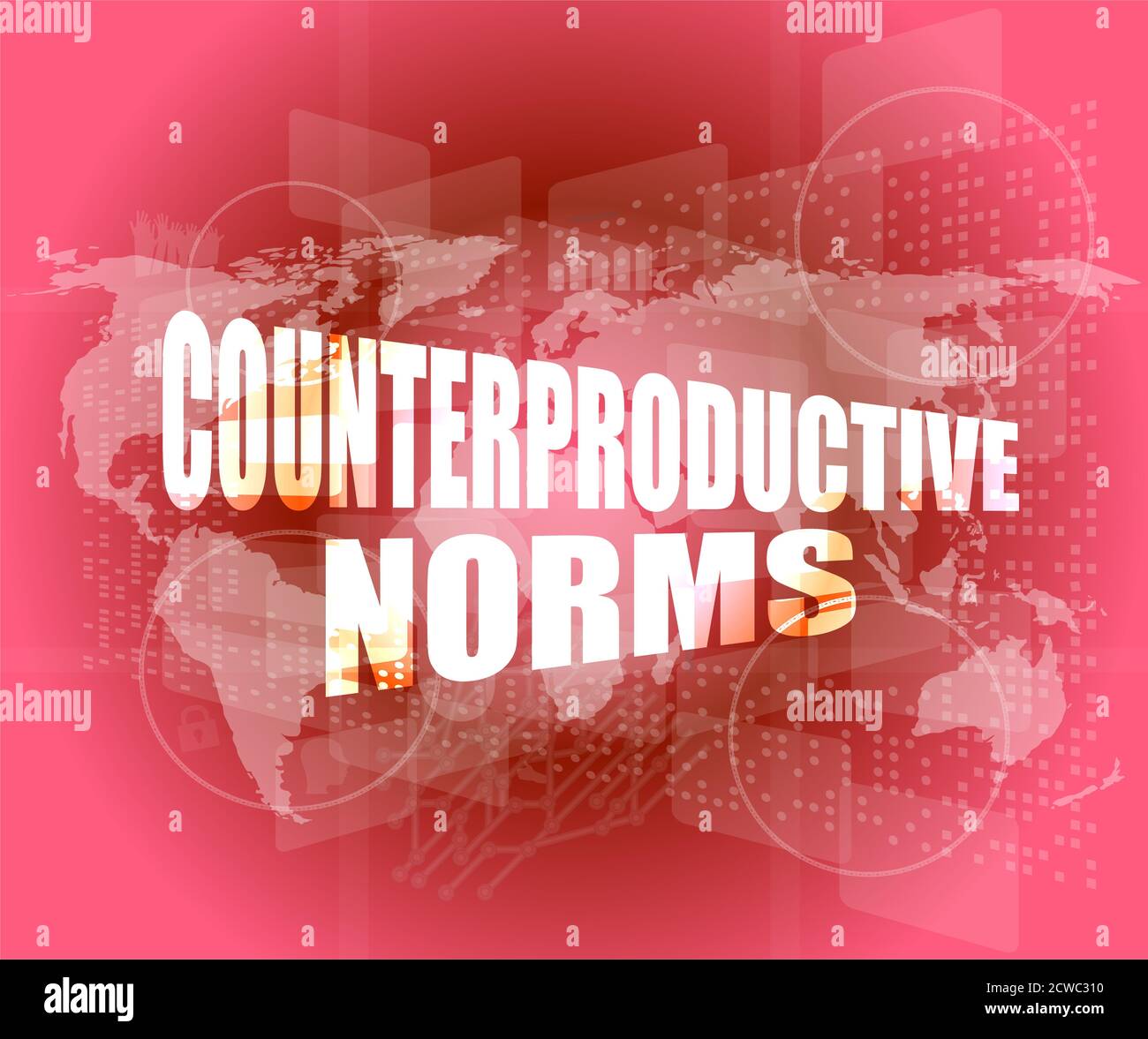 Management concept: counterproductive norms words on digital screen ...