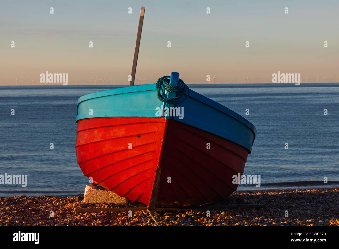 England, West Sussex, Worthing, Worthing Beach and Fishing Boat Stock ...