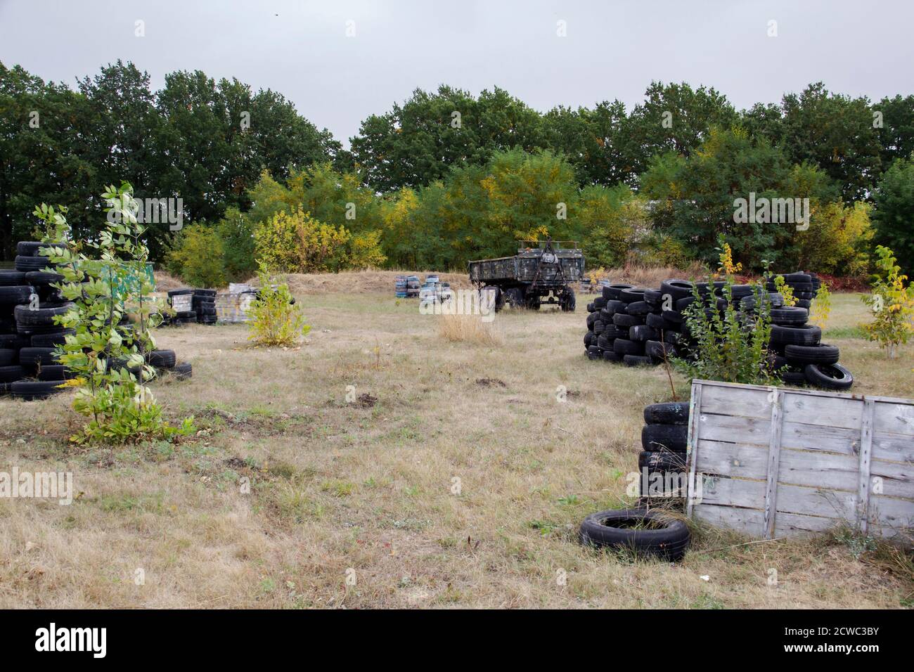 Space for playing paintball with the paint marks after fights ...