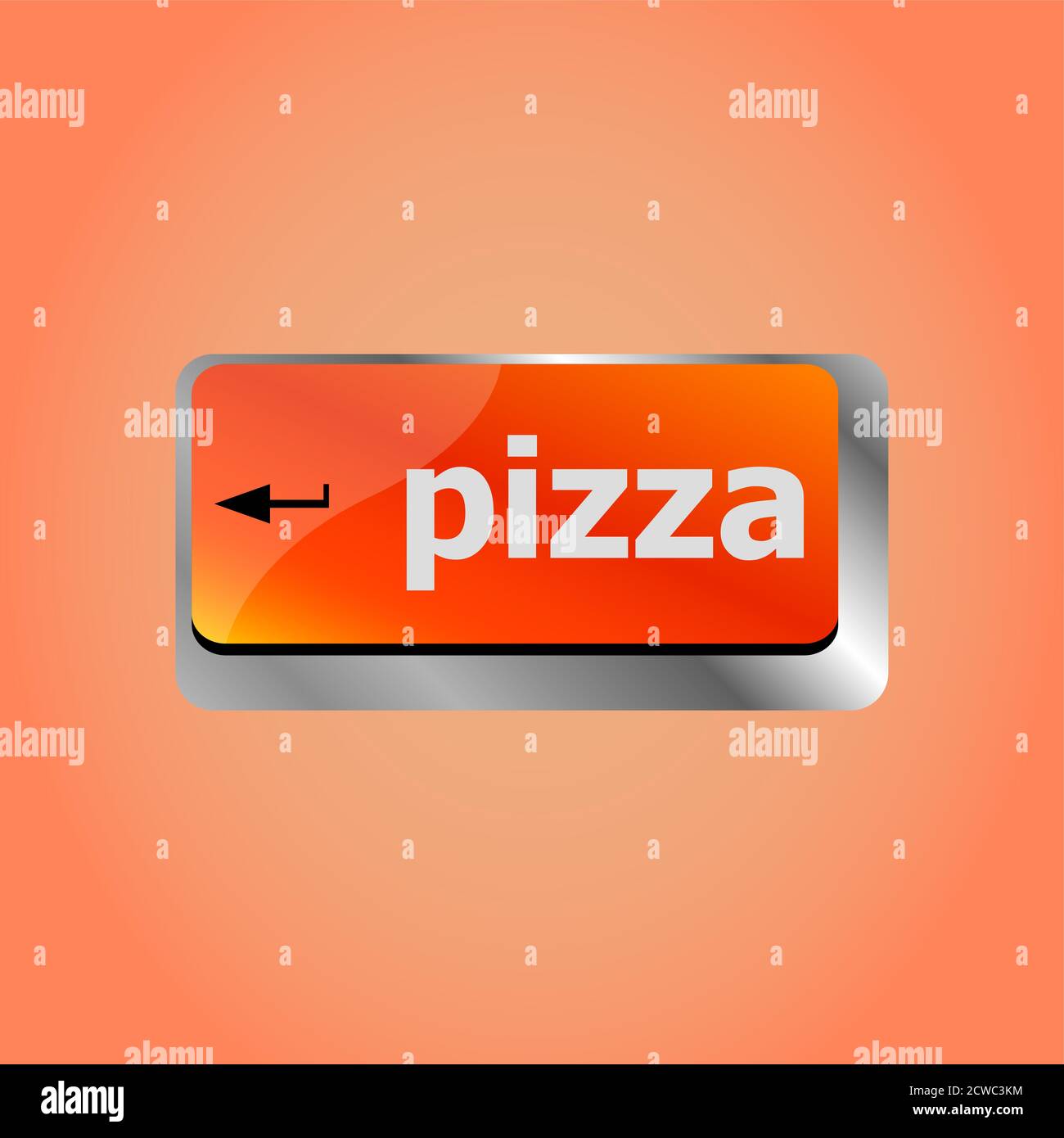 Computer keyboard with blue pizza word on enter key Stock Photo - Alamy