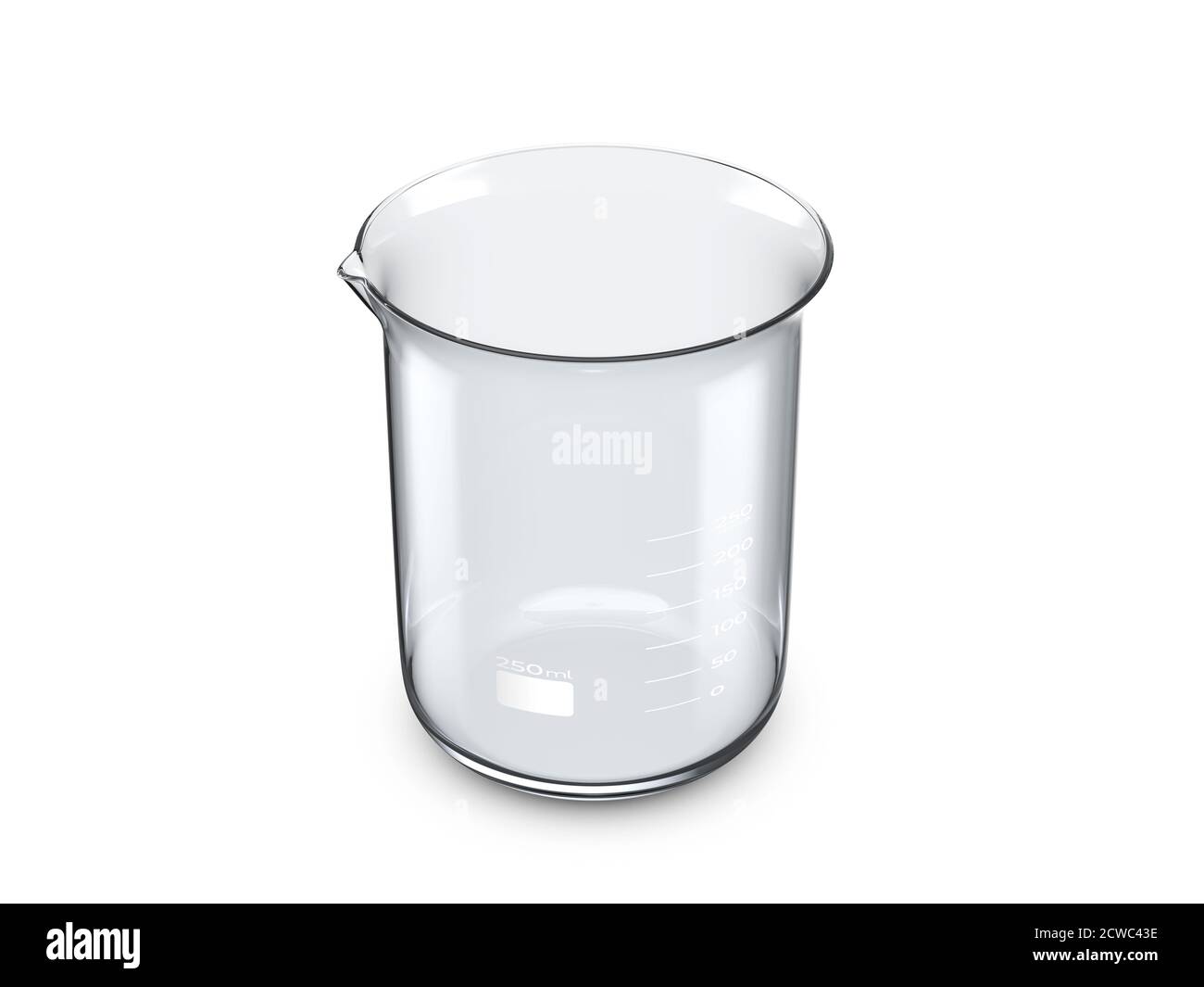 Glass beaker on a white background. 3d illustration Stock Photo - Alamy