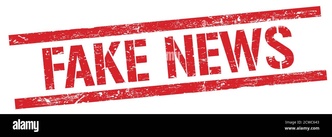 FAKE NEWS text on red grungy rectangle stamp sign Stock Photo - Alamy