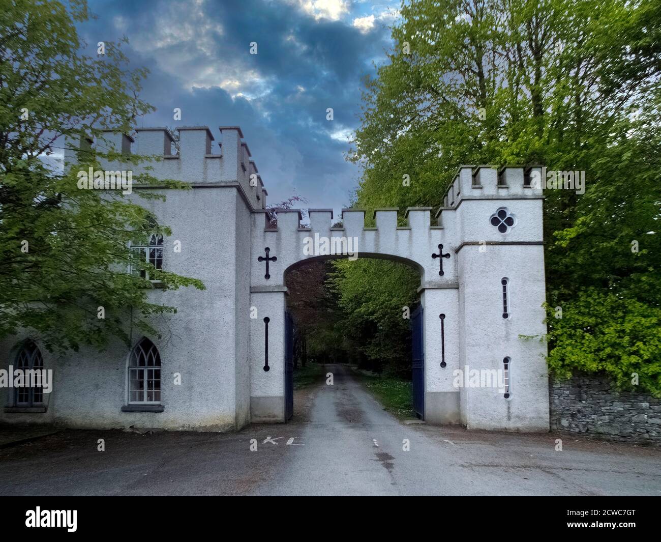 Entrance gate to the castle gardens somewhere in Ireland Stock Photo ...