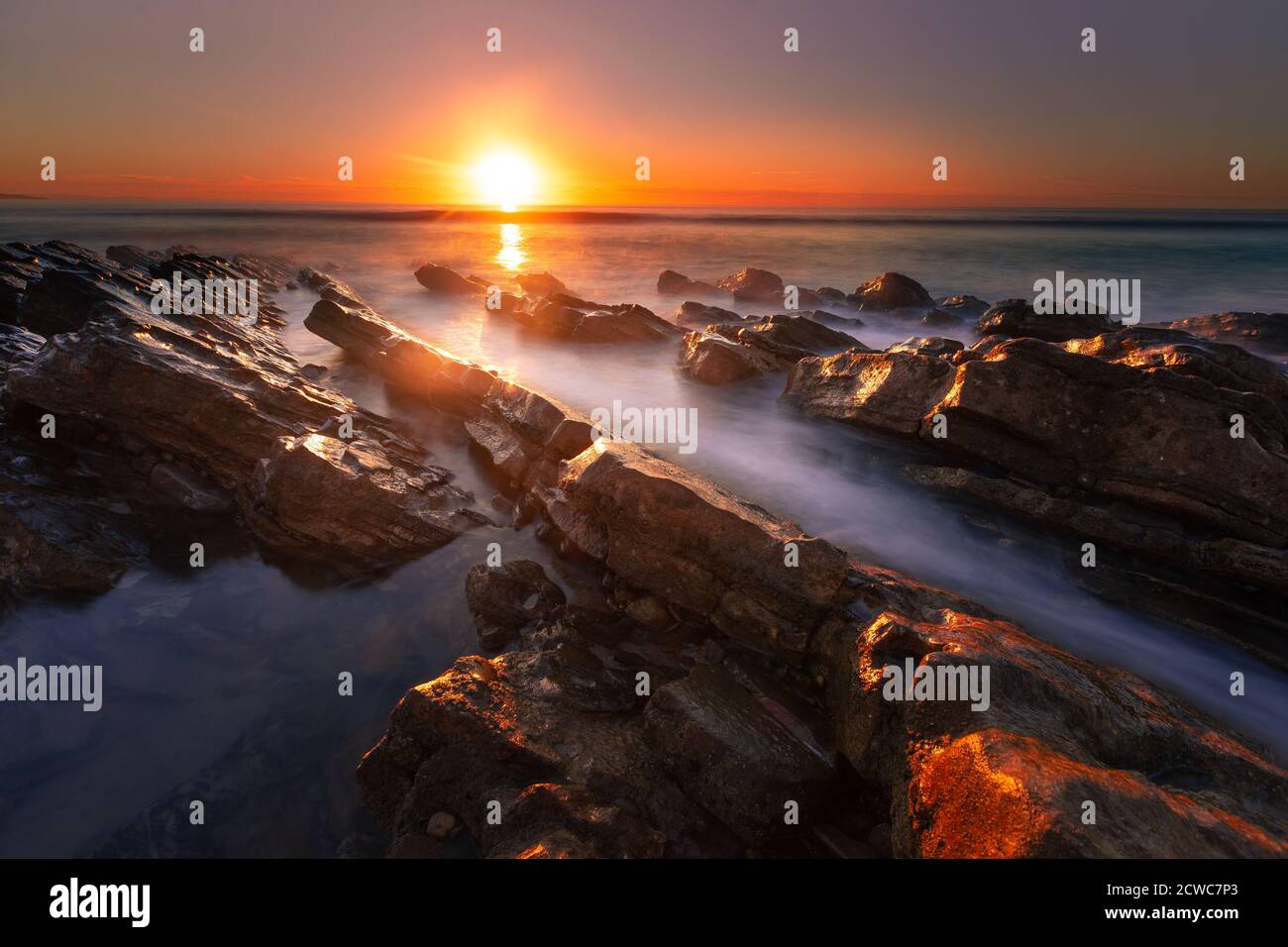 Sunset at the beach of Bidart, Basque Country Stock Photo - Alamy