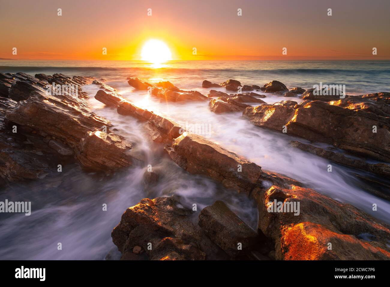 Sunset at the beach of Bidart, Basque Country Stock Photo - Alamy