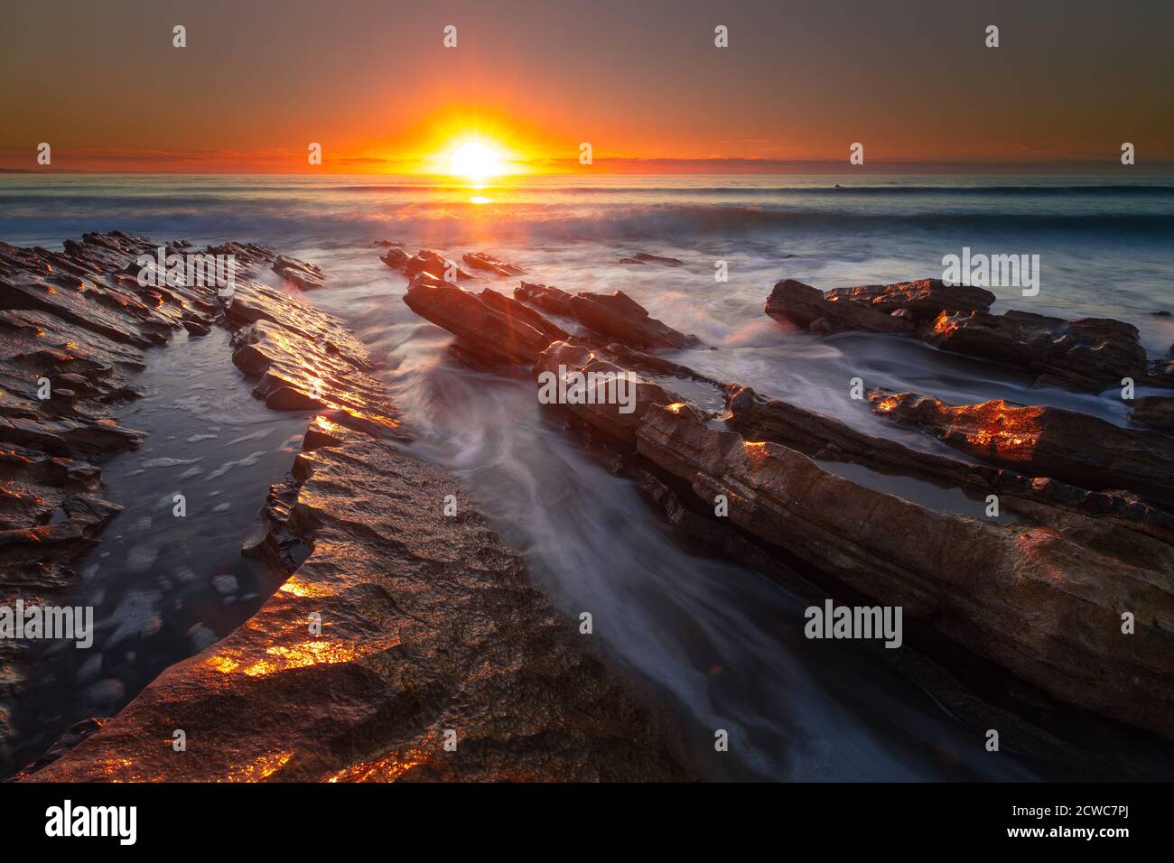 Sunset at the beach of Bidart, Basque Country Stock Photo - Alamy