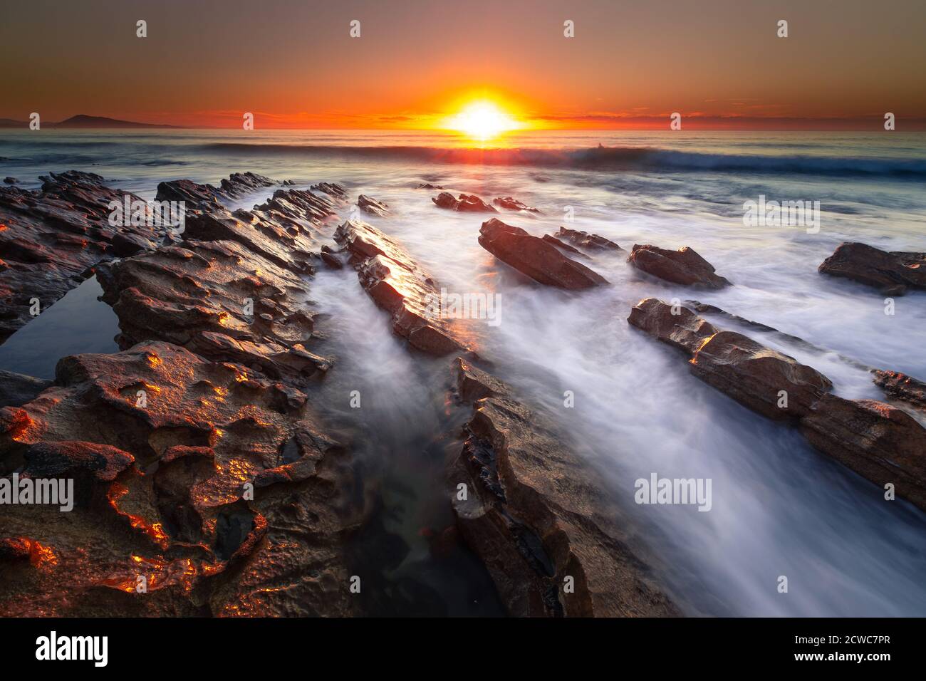 Sunset at the beach of Bidart, Basque Country Stock Photo - Alamy