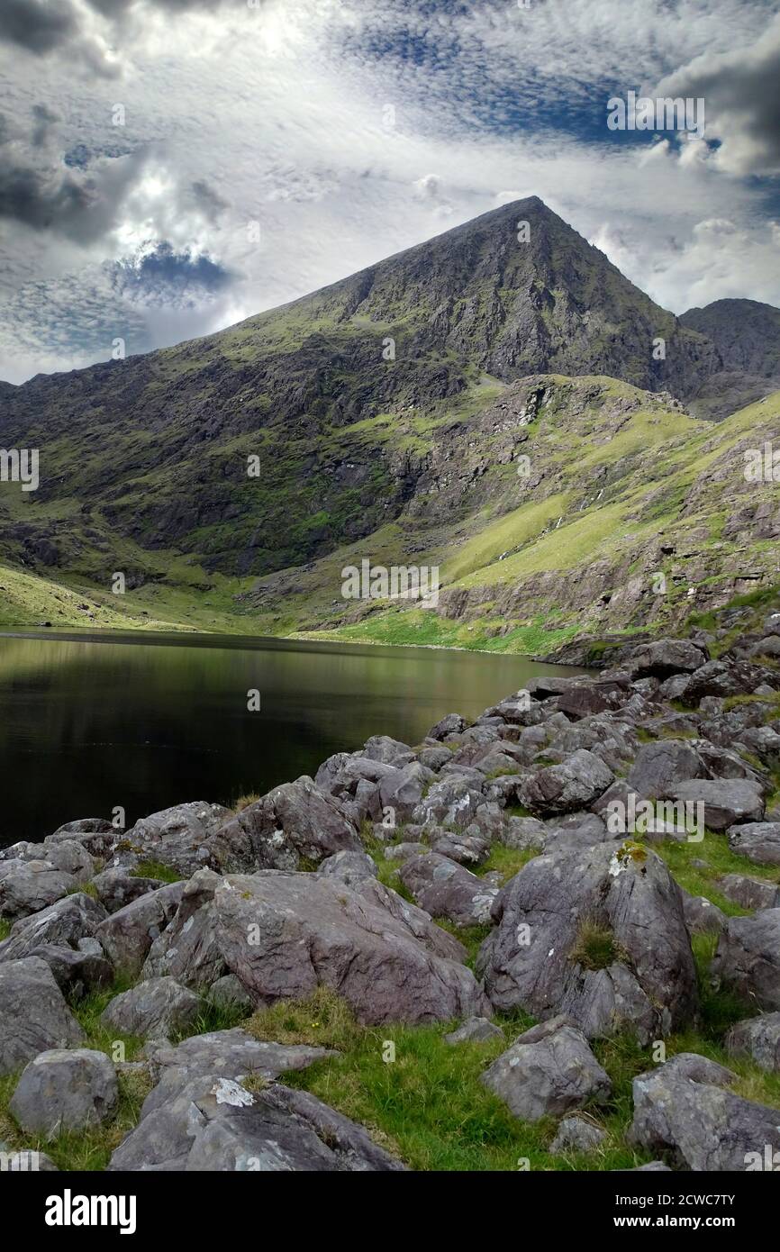 Beautiful vista of the Carrauntoohil the highest Ireland mountain in ...