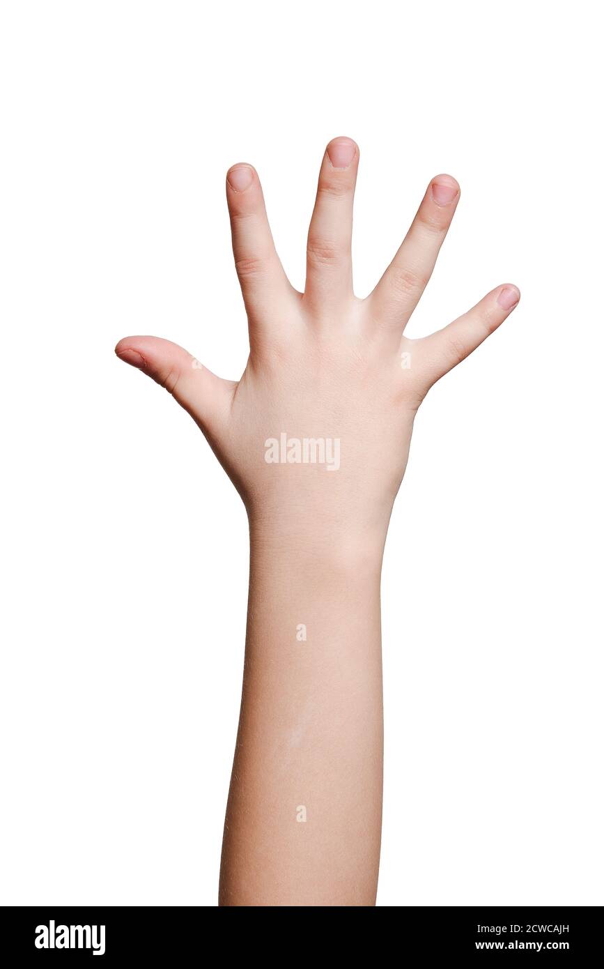 Children's show hand isolated on white background Stock Photo - Alamy