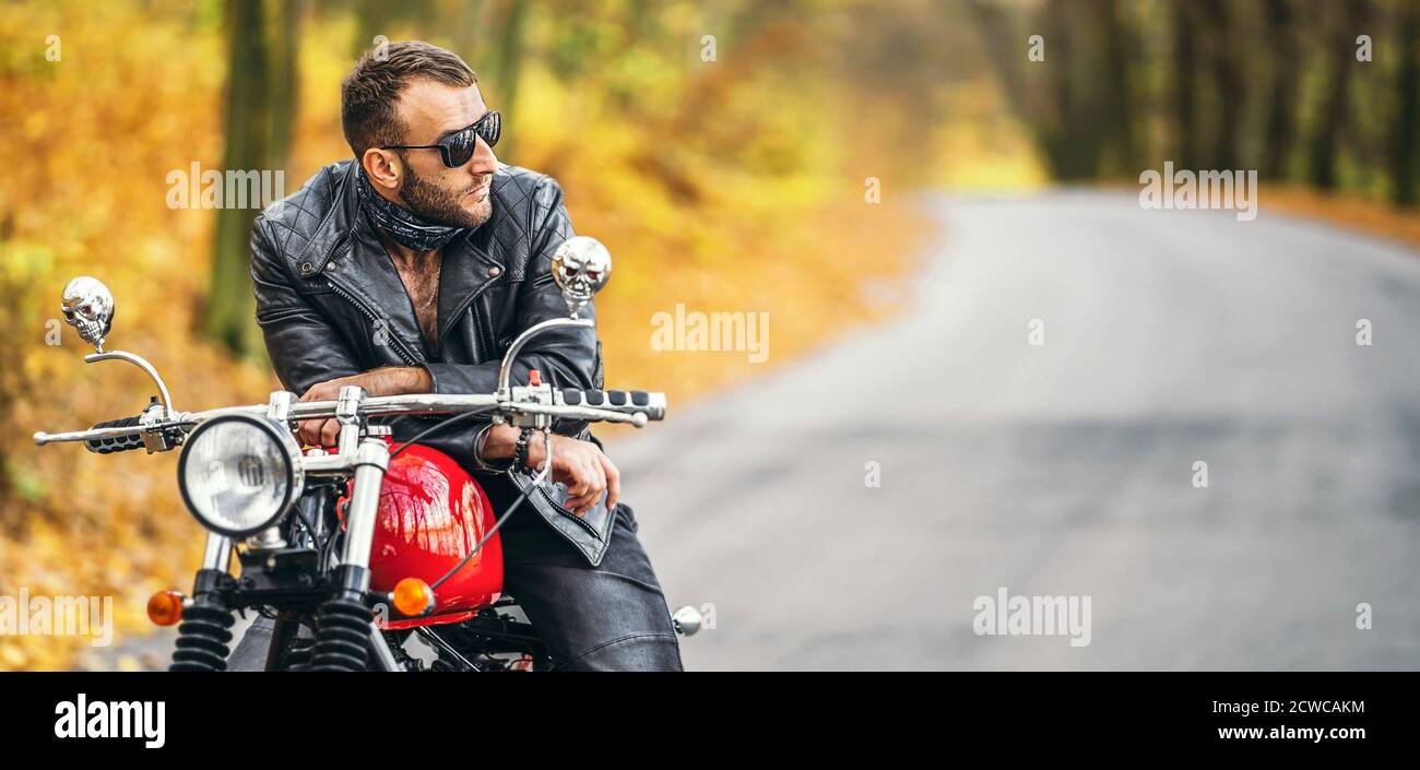 Old man bike leather hi-res stock photography and images - Alamy