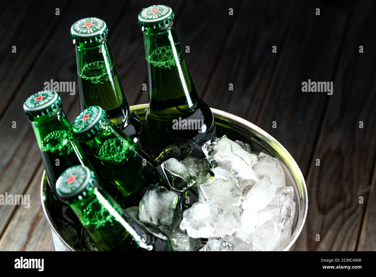 Ice bucket cold bottle of beer Stock Photo - Alamy