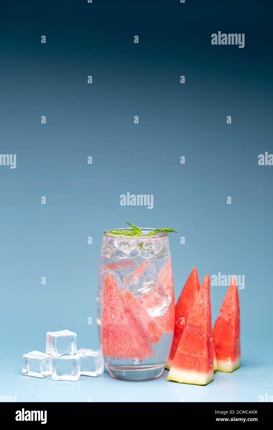 Drink watermelon bubbles and watermelon slices Stock Photo - Alamy