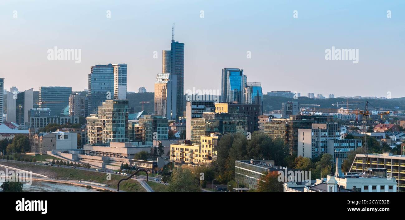 Panoramic view of modern office buildings skyscrapers in Vilnius ...