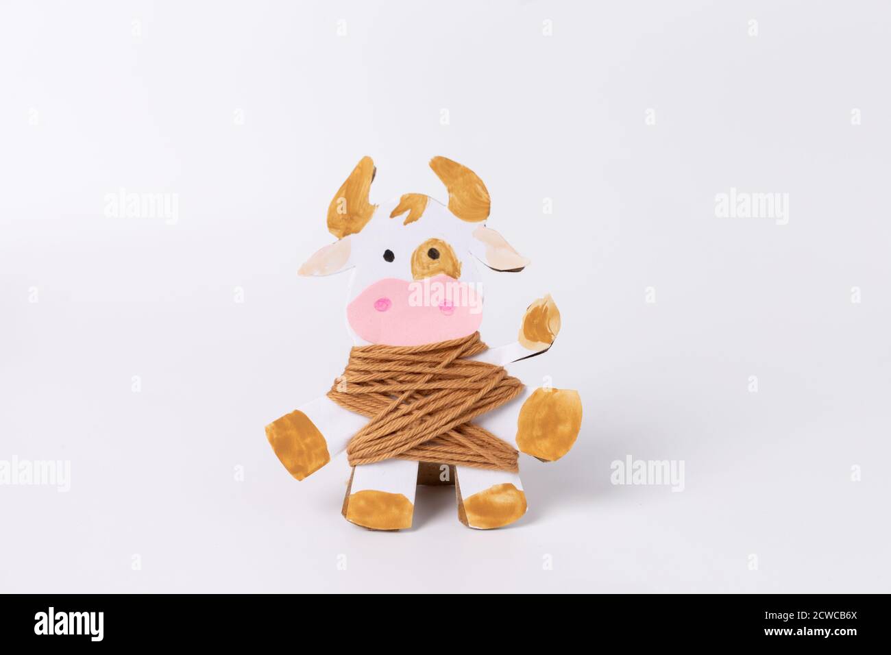 craft cow made of cardboard, How to make bull or ox at home. Children ...