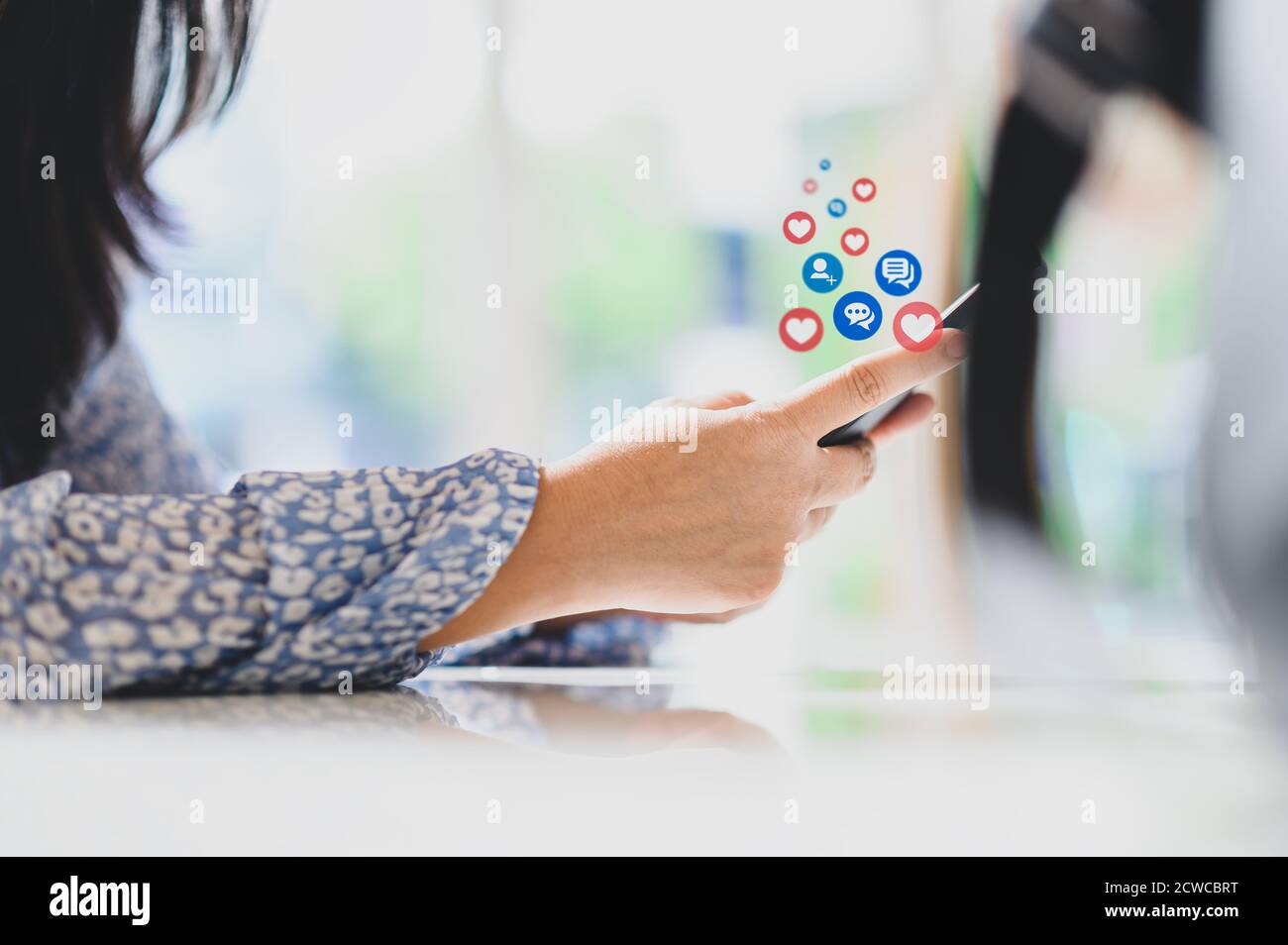 Hand using smart phone with Social media concept Stock Photo - Alamy