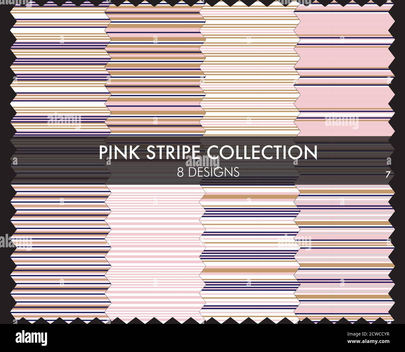 Striped seamless pattern collection includes 8 designs for fashion ...