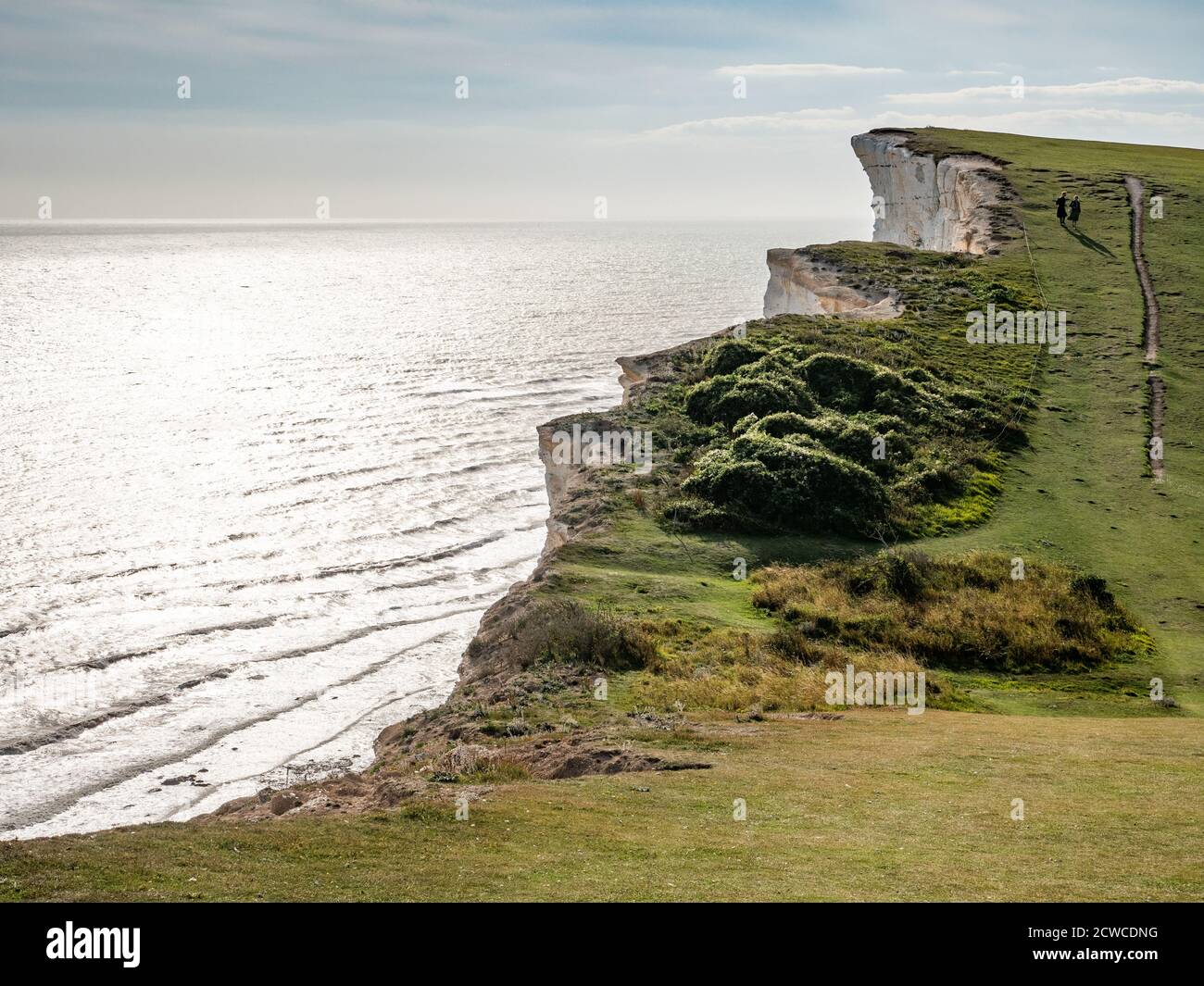 Chalk cliffs, South Downs, England. The rugged white cliffs on the ...