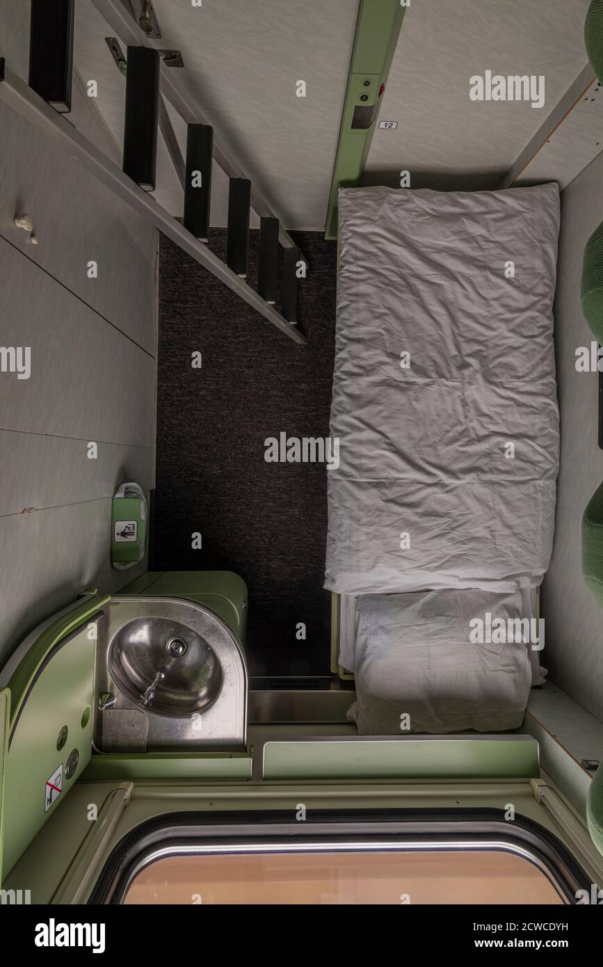 Single compartment with wash basin in night fast train from Presov to ...