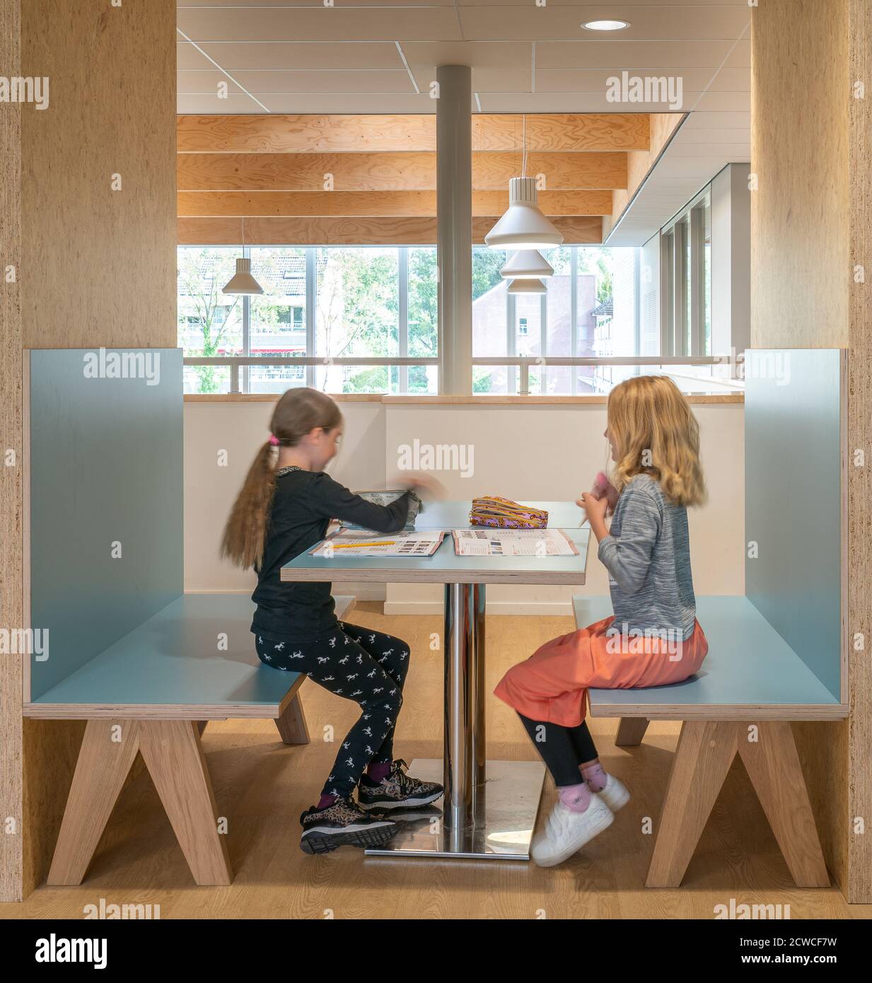 ARNHEM / NETHERLANDS - AUGUST 28 2020: Children in primary school work ...