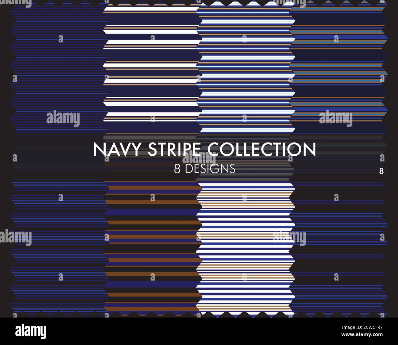 Striped seamless pattern collection includes 8 designs for fashion ...