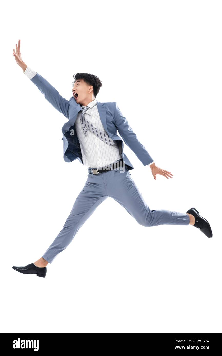 Business men running jump Stock Photo - Alamy