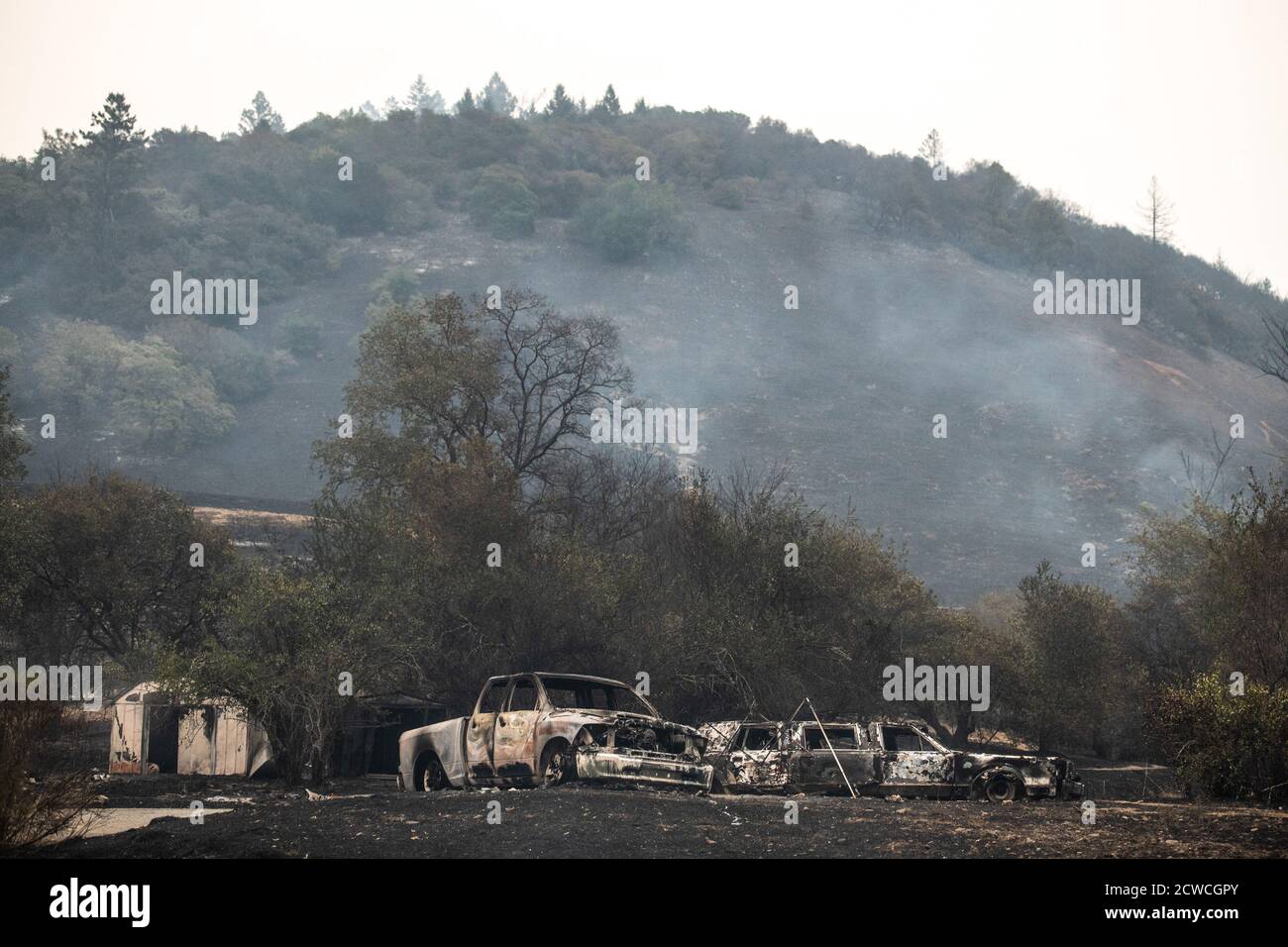 SANTA ROSA, CA - SEPTEMBER 28: Aftermath of the Glass Fire Incident ...