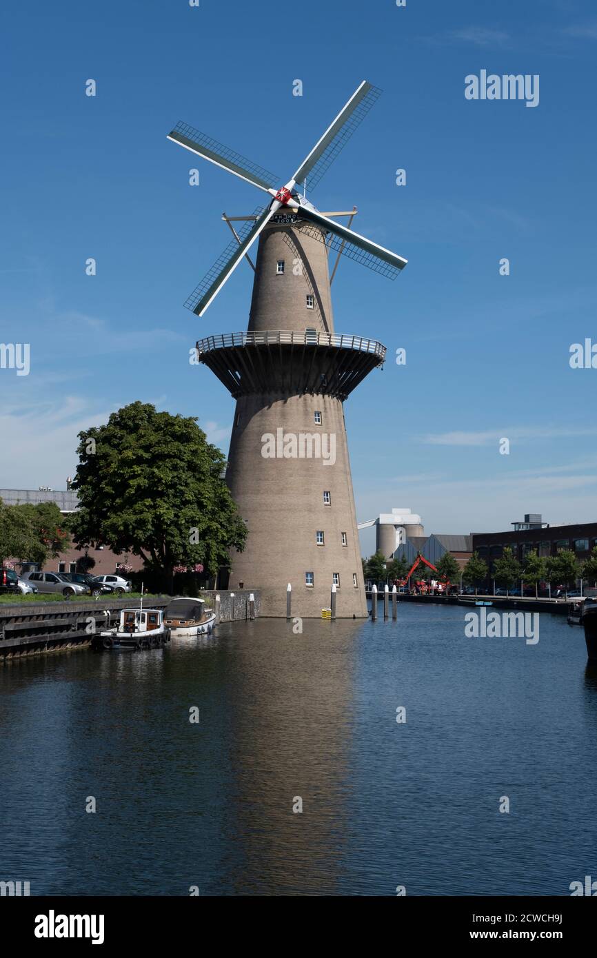 Large Dutch early Industrial Revolution windmill in Schiedam, Holland ...