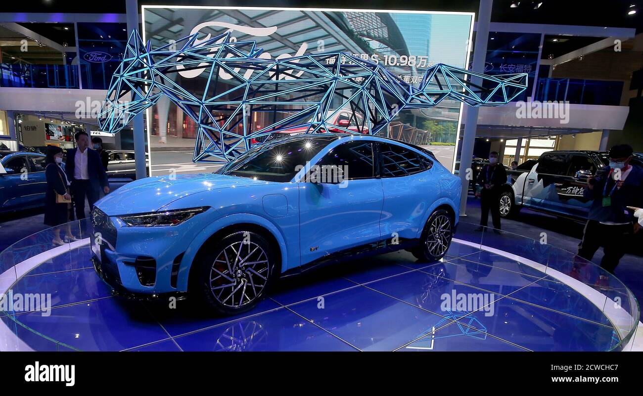 Beijing, China. 29th Sep, 2020. Ford's new Mustang Mach-E is on display ...