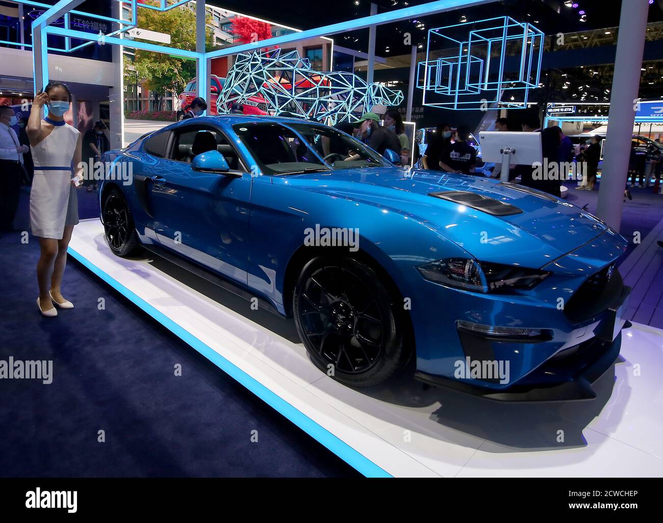 Beijing, China. 29th Sep, 2020. Ford's new Mustang is on display at the ...