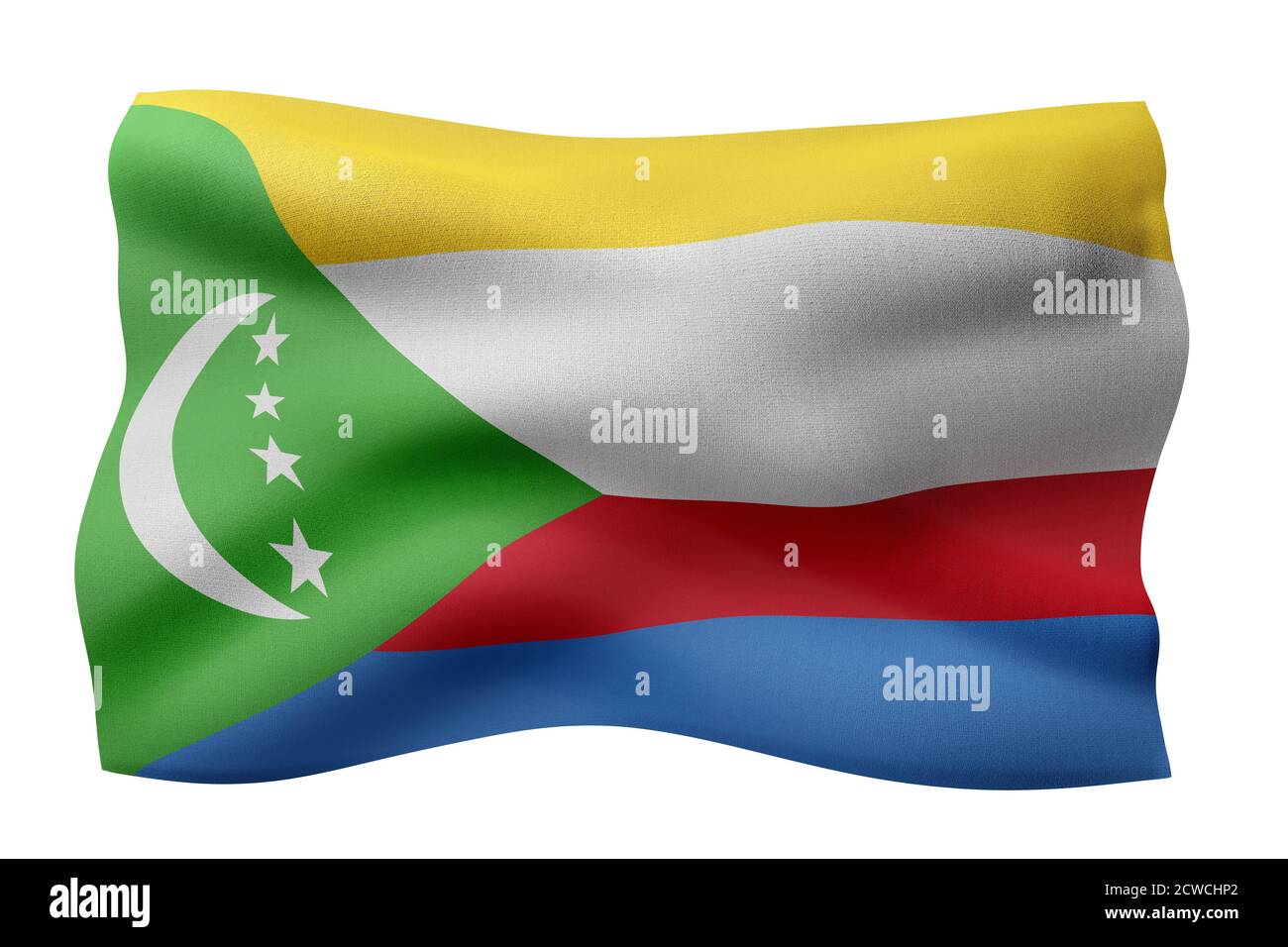 3d rendering of a national Union of the Comoros flag isolated on white ...