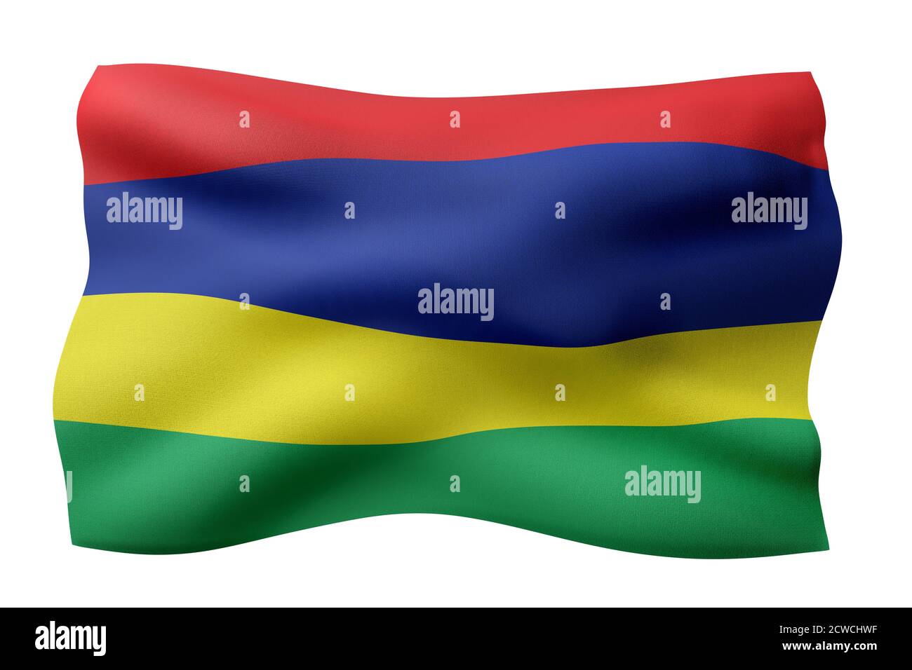 3d rendering of a national Mauritius flag isolated on white background ...