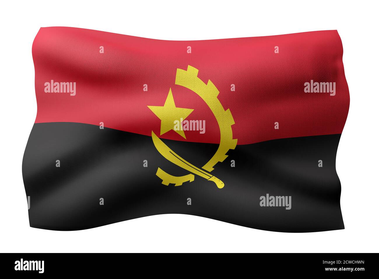3d rendering of a national Angola flag isolated on white background ...