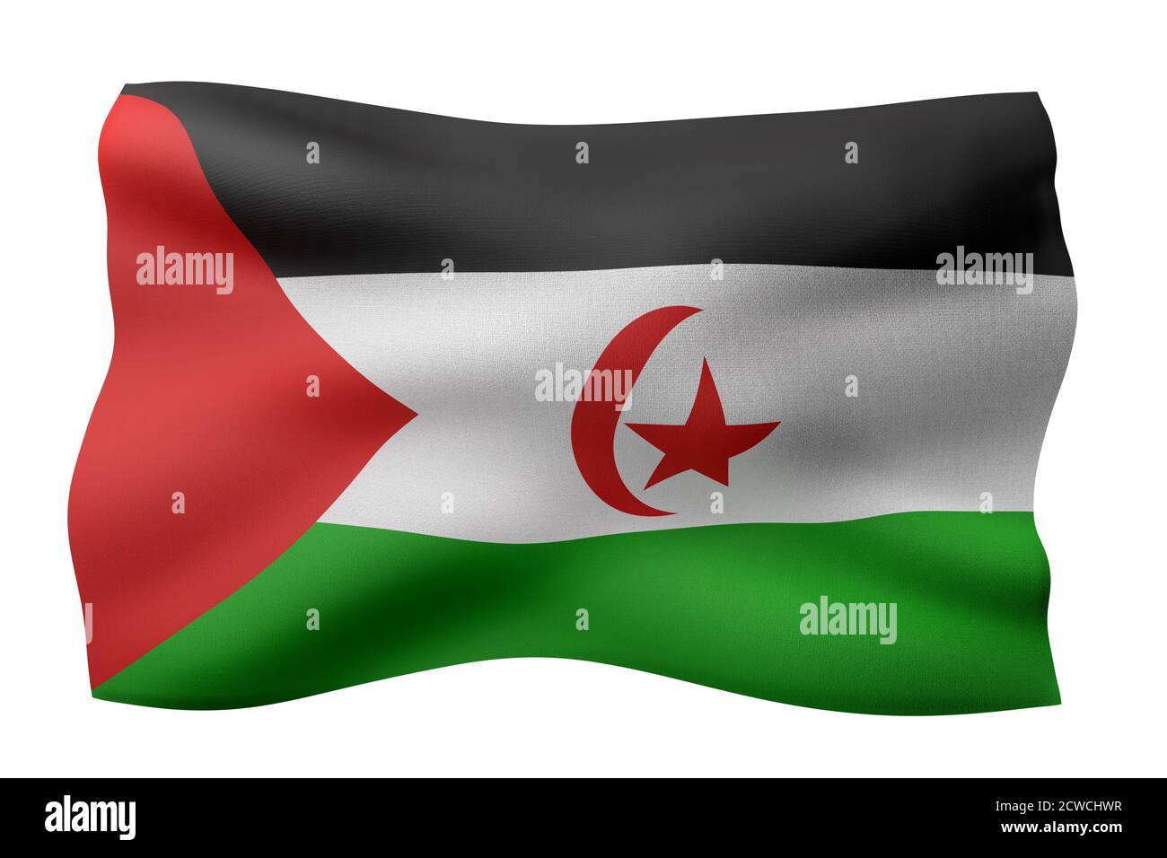 3d rendering of a national Sahrawi Arab Democratic Republic flag ...