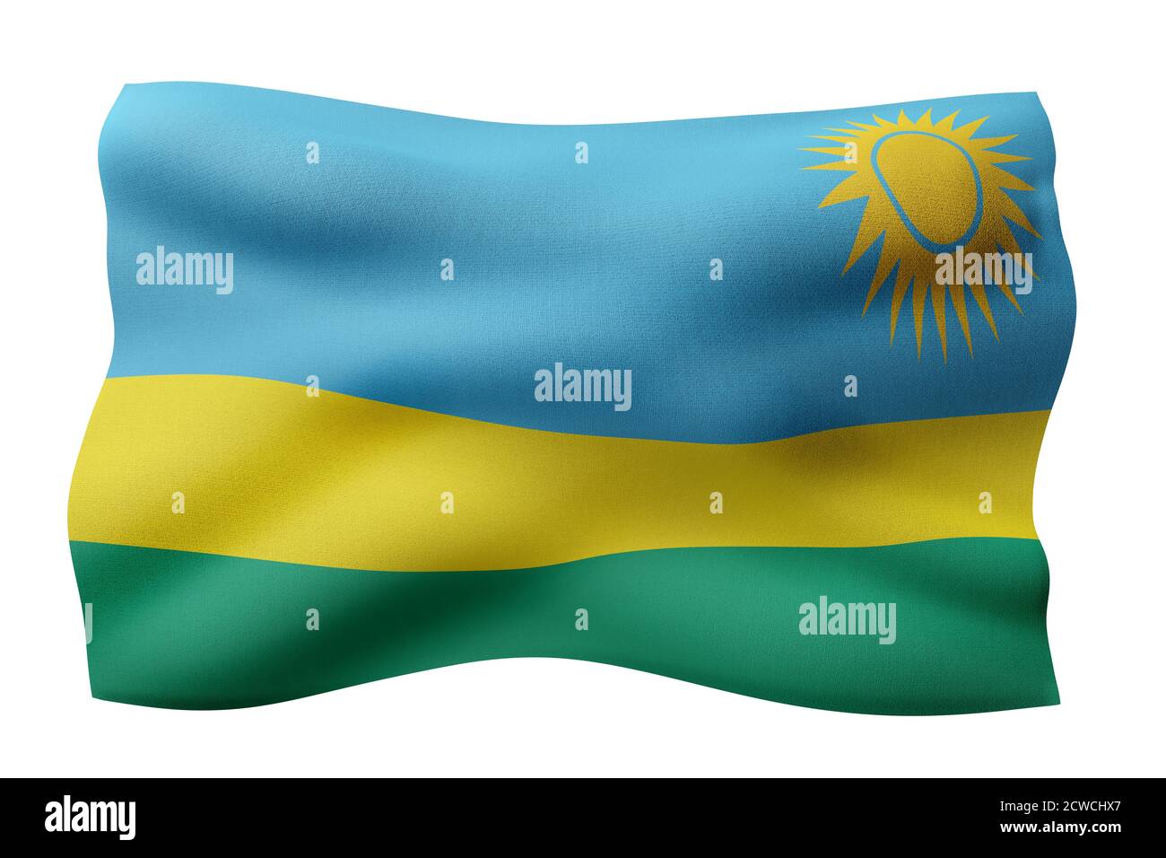 3d rendering of a national Rwanda flag isolated on white background ...