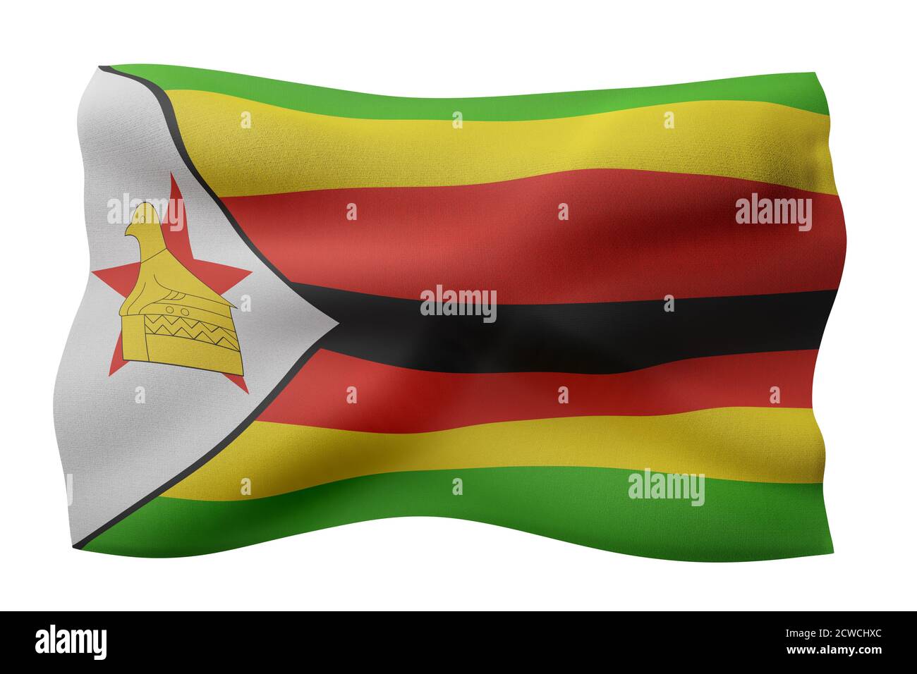 3d rendering of a national Zimbabwe flag isolated on white background ...