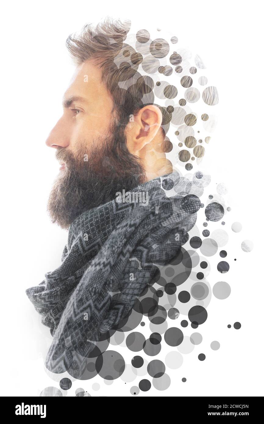 Portrait combined with a digital illustration Stock Photo - Alamy