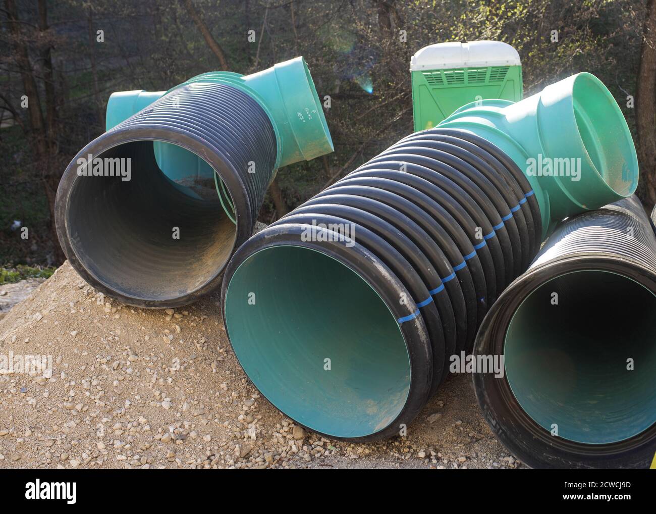 View of sewage pipes on the ground Stock Photo - Alamy
