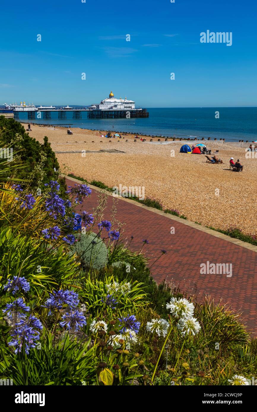 England, East Sussex, Eastbourne, Eastbourne Beach and Pier Stock Photo ...