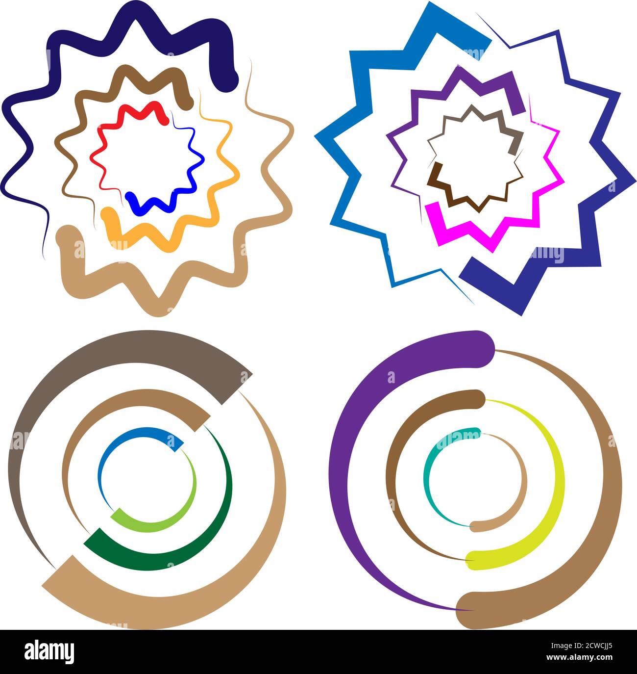 abstract colorful-multicolor circular, concentric and radial, radiating ...